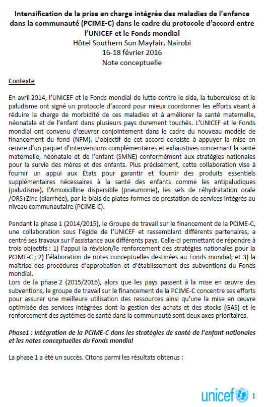 Note conceptuelle (française) - Réunion iCCM de Nairobi 2016 | Child ...
