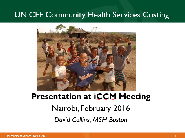 UNICEF Community Health Services Costing (D. Collins, MSH) - Nairobi ...