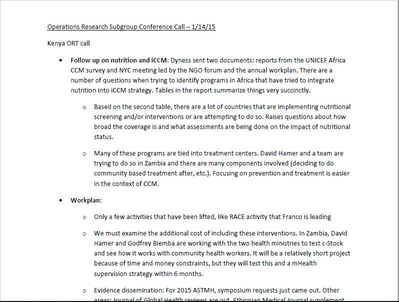 OR Subgroup Meeting Notes (CCM Task Force) - January 14, 2015 | Child ...