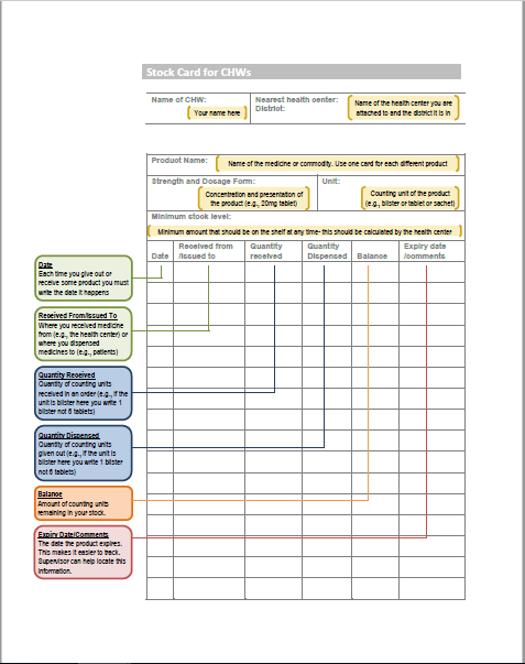 Generic CHW Stock Card - (2014) | Child Health Task Force