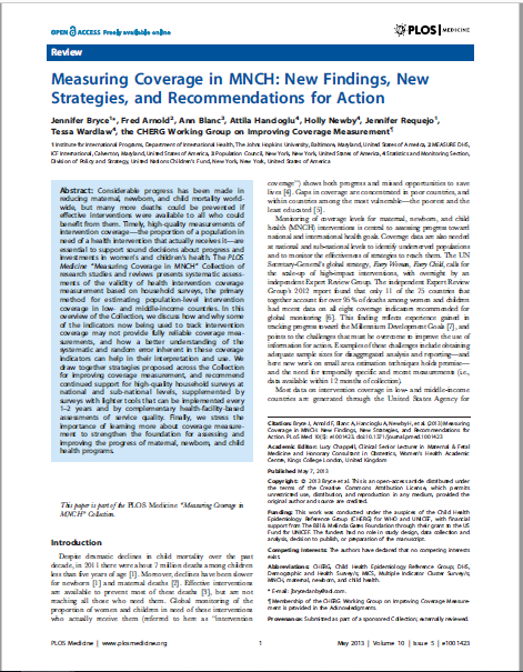 Measuring Coverage in MNCH Overview - (PLOS Medicine Journal, 2013 ...