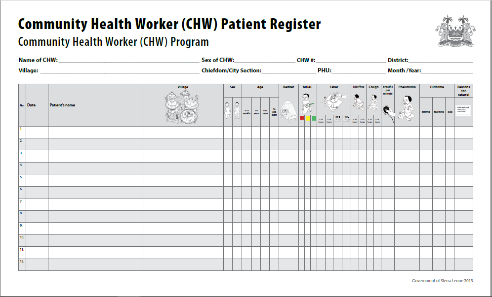 Patient and Medicine Register: Sierra Leone - (MOH Sierra Leone, 2013 ...