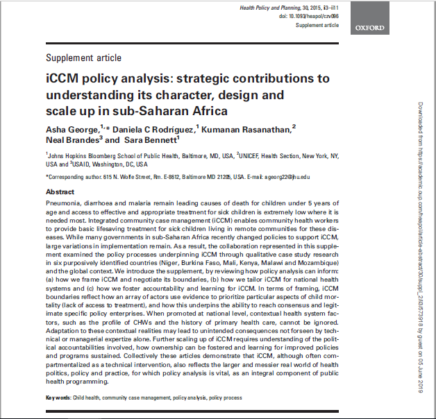 iCCM Policy Analysis: Strategic Contributions to Understanding its ...