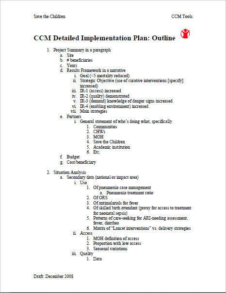 CCM Detailed Implementation Plan - (Save the Children, 2008) | Child ...