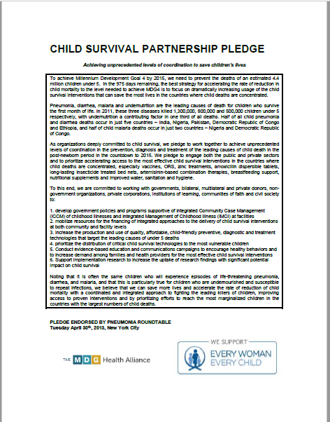 Pneumonia Roundtable NYC Partnership Pledge - (MDG Health Alliance ...