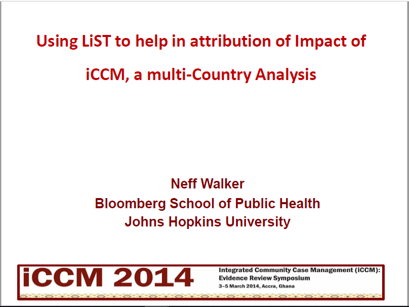 iCCM Symposium Presentation: Using LiST for iCCM Impact - (Johns ...