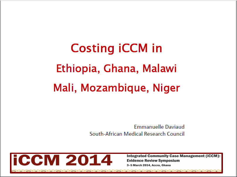 iCCM Symposium Presentation: Costing of Catalytic Initiative Countries ...