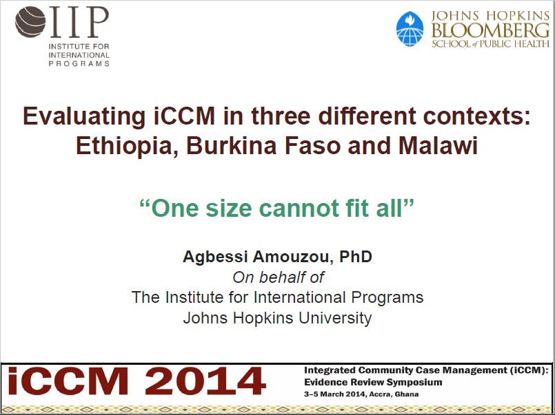 iCCM Symposium Presentation: Evaluating iCCM in Ethiopia, Burkina Faso ...