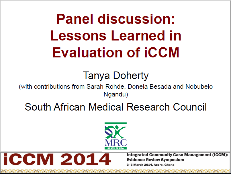 iCCM Symposium Presentation: Lessons Learned in Evaluating iCCM ...