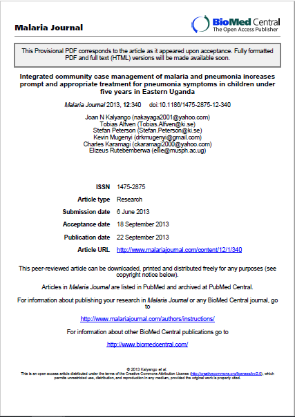 iCCM for Treatment of Malaria and Pneumonia Symptoms in Uganda(Malaria ...